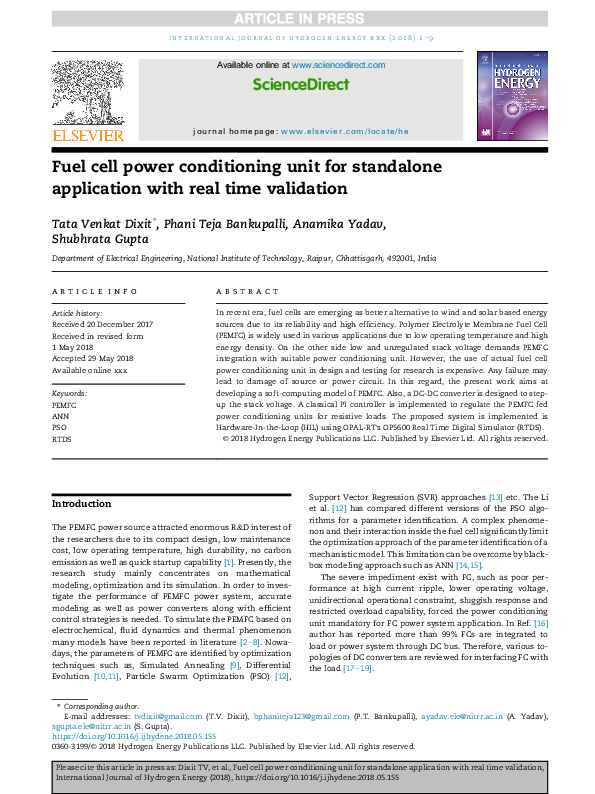 (PDF) Fuel cell power conditioning unit for standalone application with ...