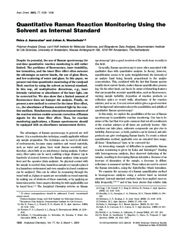 (PDF) Quantitative Raman Reaction Monitoring Using the Solvent as ...