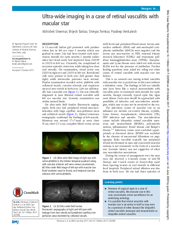 (PDF) Ultra-wide imaging in a case of retinal vasculitis with macular star