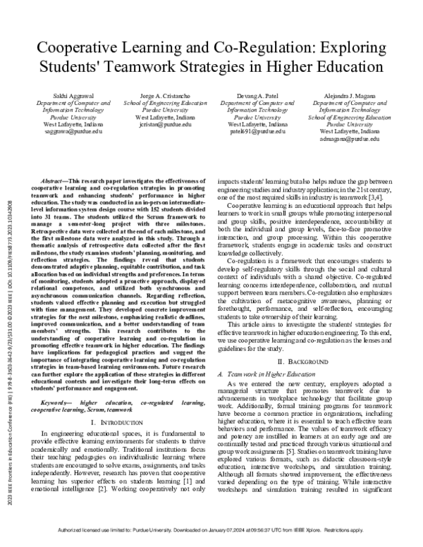 (PDF) Cooperative Learning and Co-Regulation: Exploring Students ...