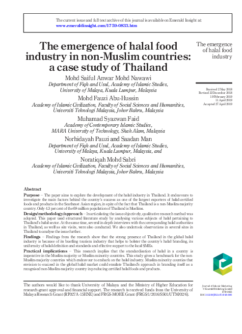 (PDF) The emergence of halal food industry in non-Muslim countries: a ...
