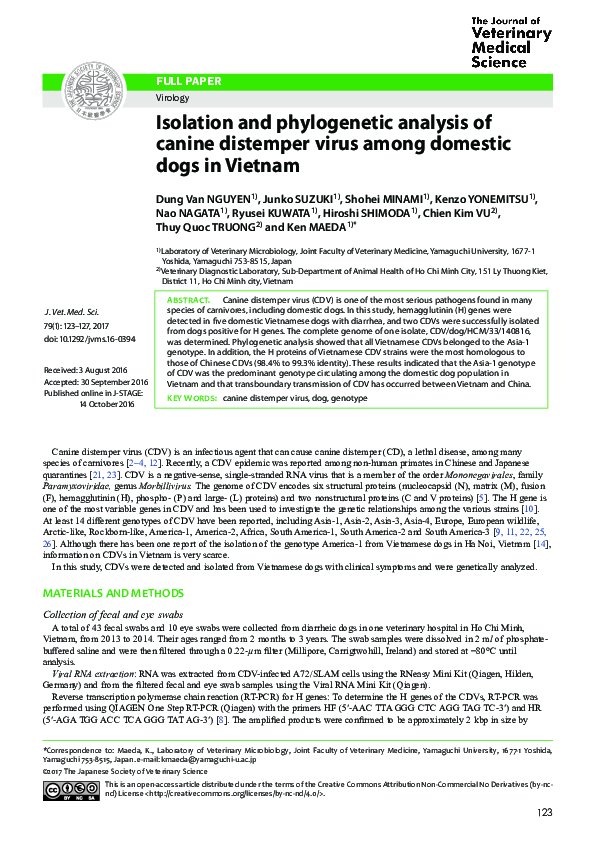 (PDF) Isolation and phylogenetic analysis of canine distemper virus ...