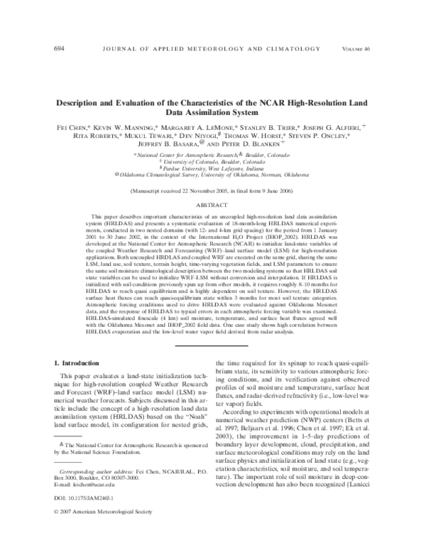 (PDF) Description and Evaluation of the Characteristics of the NCAR ...
