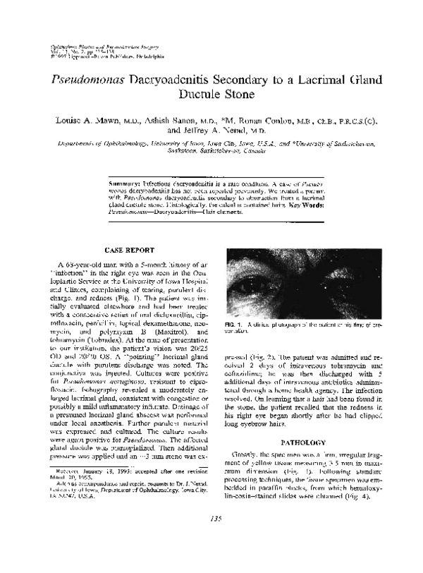 (PDF) Pseudomonas Dacryoadenitis Secondary to a Lacrimal Gland Ductule ...