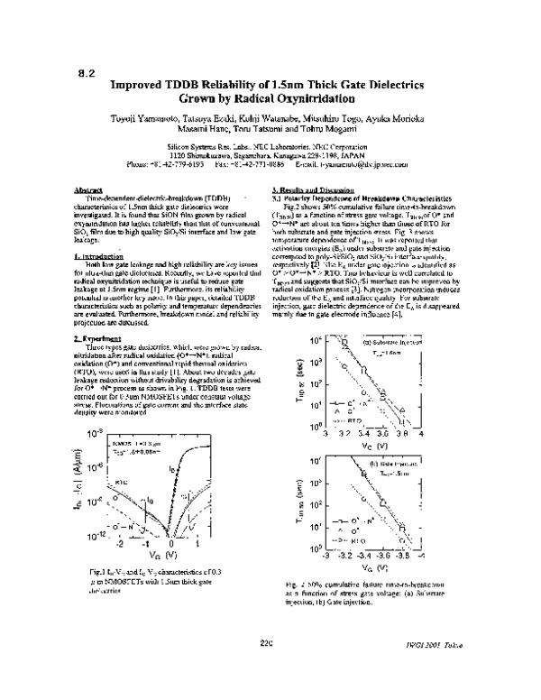 (PDF) Improved TDDB reliability of 1.5 nm thick gate dielectrics grown ...