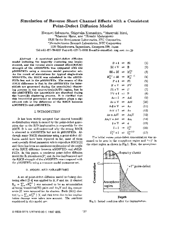(PDF) Simulation of reverse short channel effects with a consistent ...