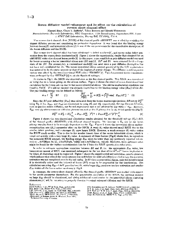(PDF) Boron diffusion model refinement and its effect on the ...
