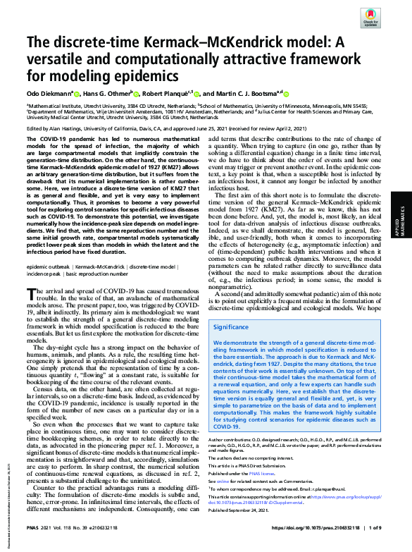 (PDF) The discrete-time Kermack–McKendrick model: A versatile and ...
