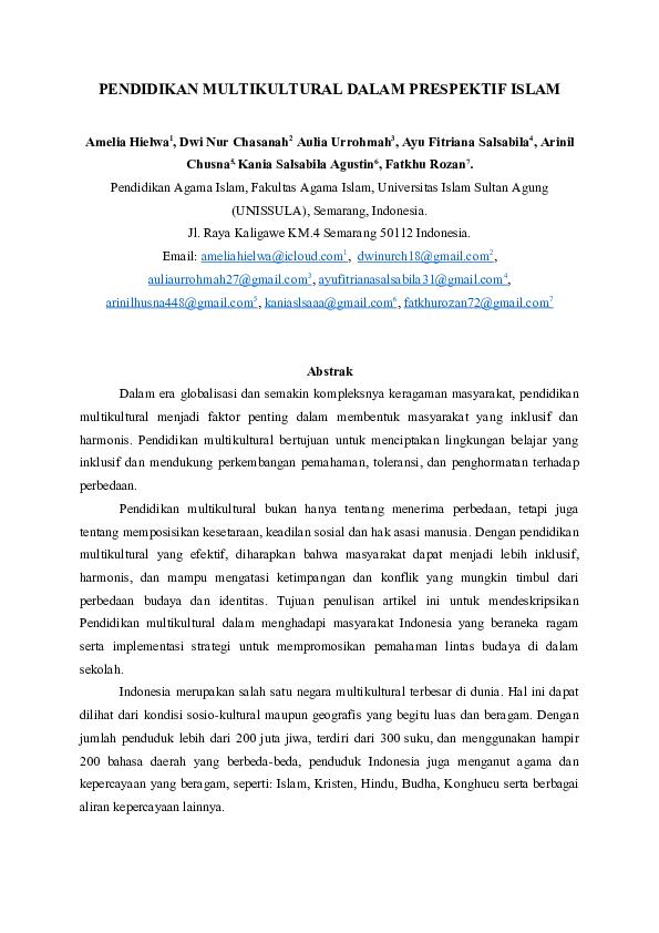 (DOC) PENDIDIKAN MULTIKULTURAL DALAM PRESPEKTIF ISLAM