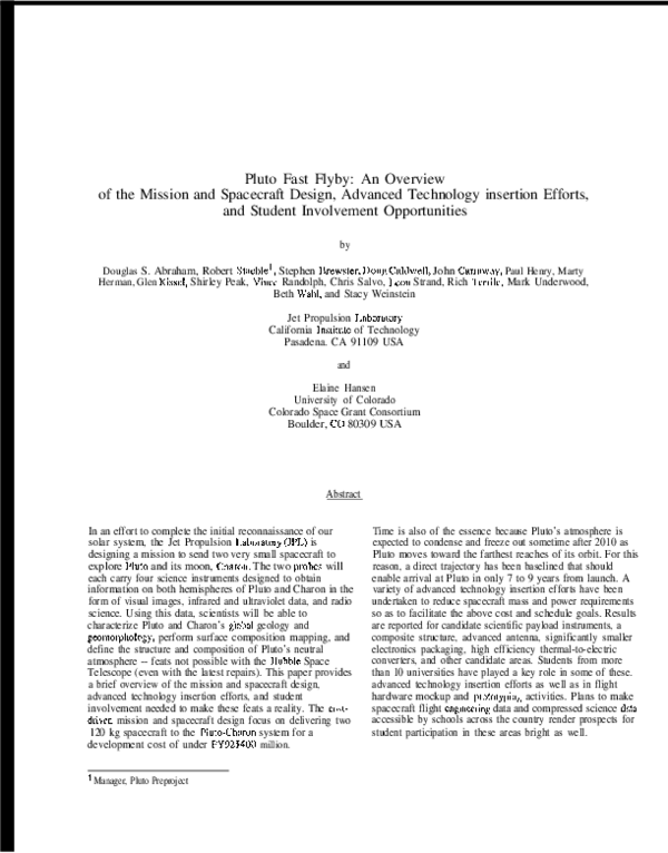 (PDF) Pluto Fast Flyby: An Overview of the Mission and Spacecraft ...