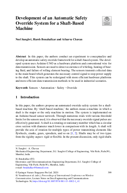 (PDF) Development of an Automatic Safety Override System for a Shaft ...