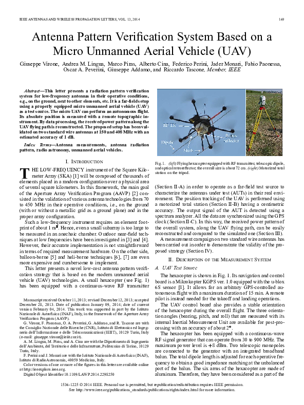Pdf Antenna Pattern Verification System Based On A Micro Unmanned