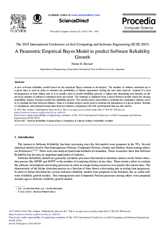 (PDF) Parametric Empirical Bayes for Software Reliability