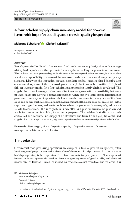 (PDF) A four-echelon supply chain inventory model for growing items ...