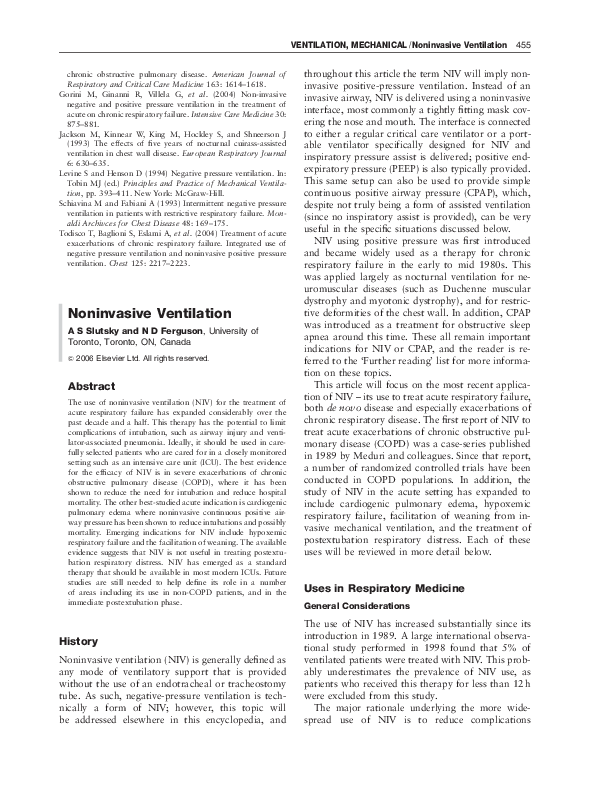 (PDF) VENTILATION, MECHANICAL | Noninvasive Ventilation