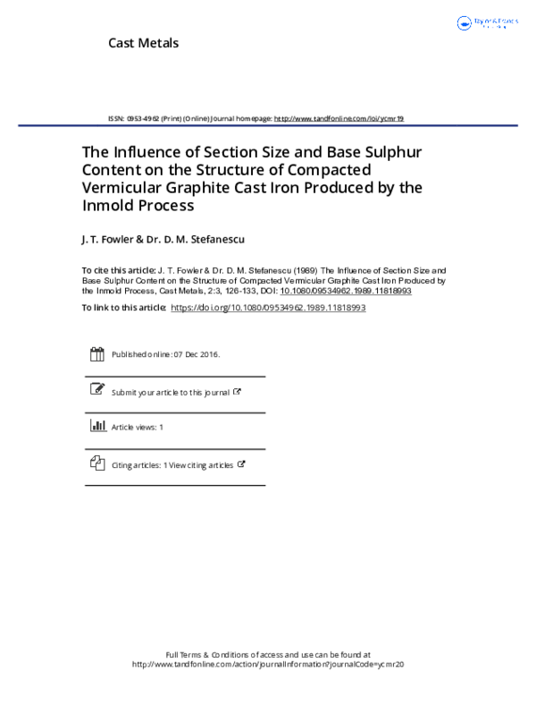 (PDF) The Influence of Section Size and Base Sulphur Content on the ...