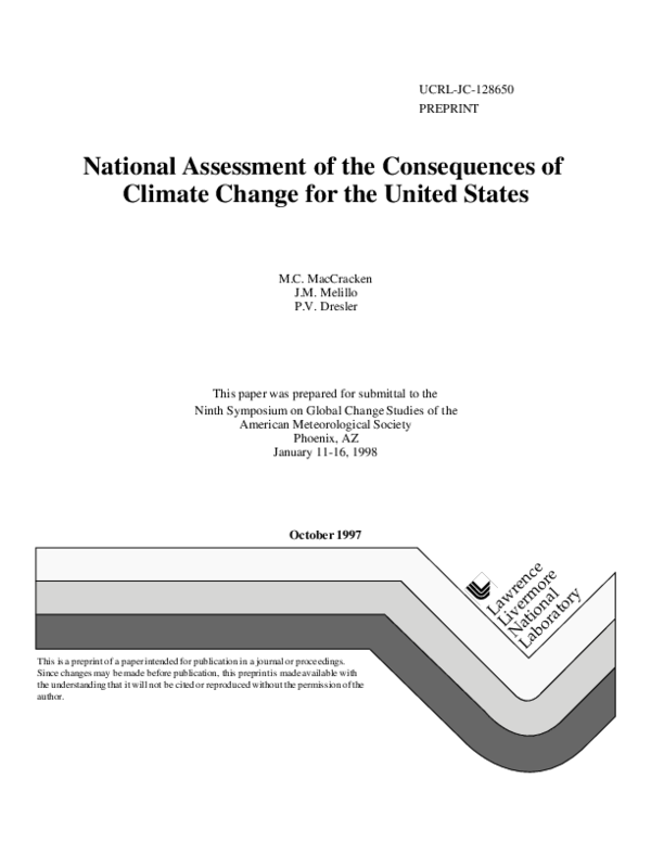 (PDF) National assessment of the consequences of climate change for the ...