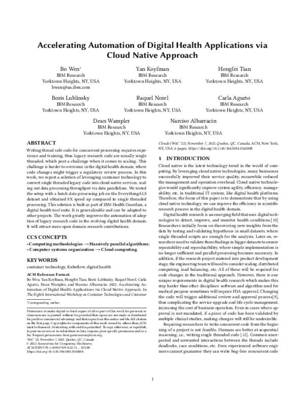 (PDF) Accelerating automation of digital health applications via cloud native approach