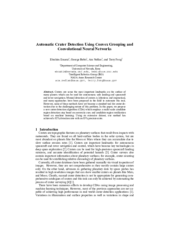 Pdf Automatic Crater Detection Using Convex Grouping And Convolutional Neural Networks