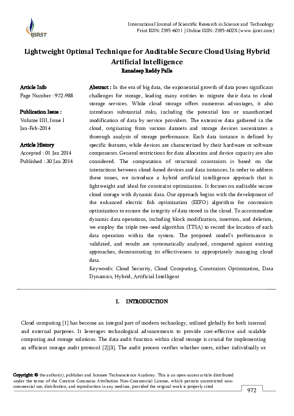(PDF) Lightweight Optimal Technique for Auditable Secure Cloud Using Hybrid Artificial Intelligence