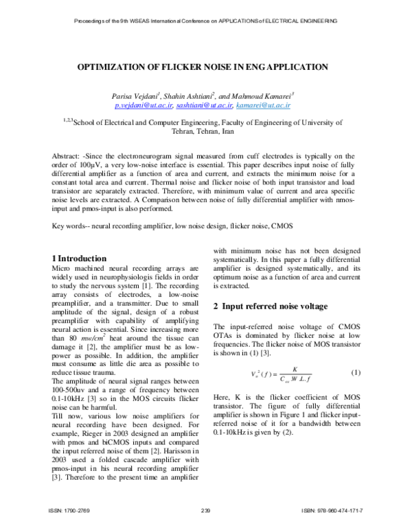 (PDF) Optimization of flicker noise in eng application