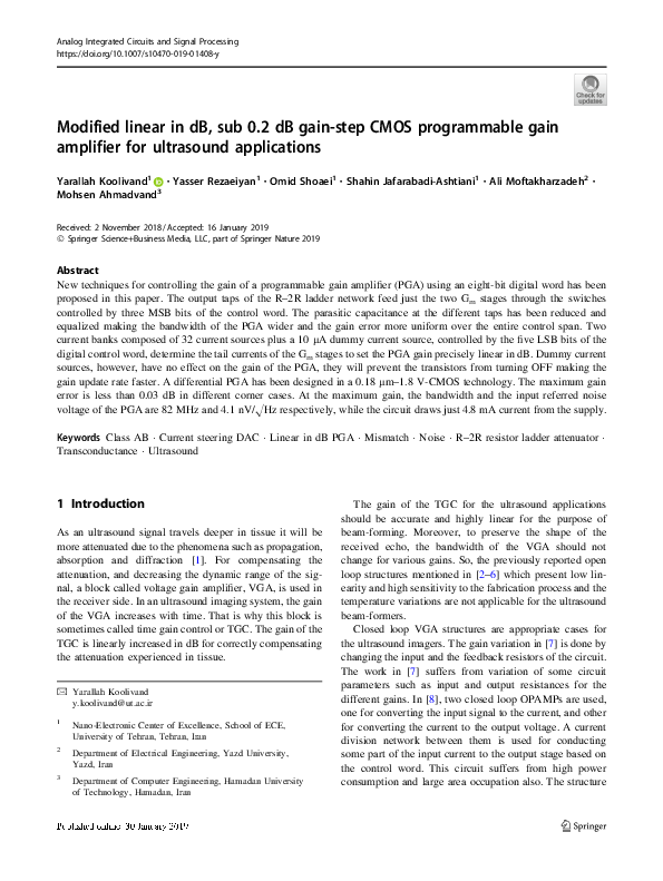 (PDF) Modified linear in dB, sub 0.2 dB gain-step CMOS programmable gain amplifier for ...