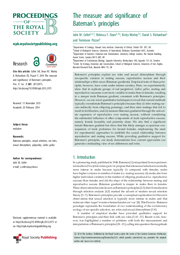 (PDF) Faculty Opinions recommendation of The measure and significance of Bateman's principles ...