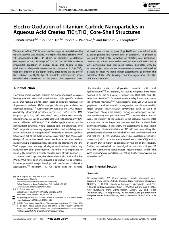 (PDF) Electro‐Oxidation of Titanium Carbide Nanoparticles in Aqueous ...