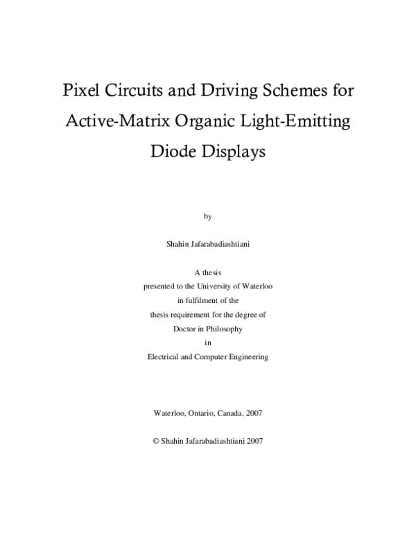 (PDF) Pixel Circuits and Driving Schemes for Active-Matrix Organic ...