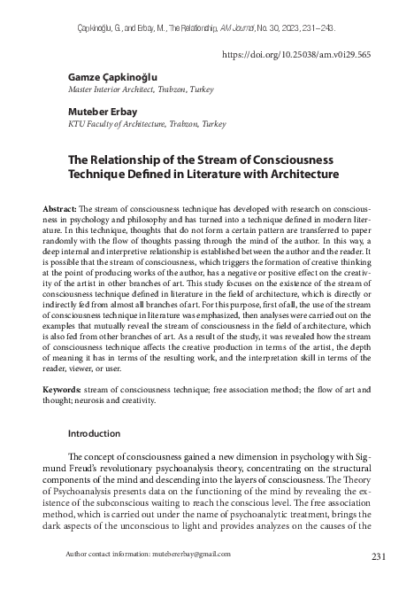 (PDF) The Relationship of the Stream of Consciousness Technique Defined ...