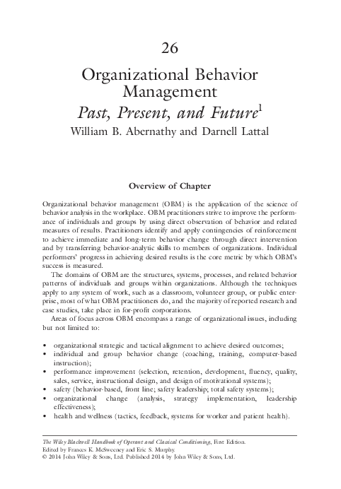 (PDF) Organizational Behavior Management