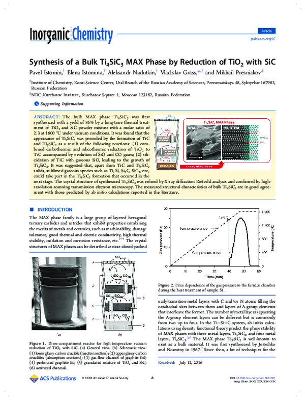 (PDF) Synthesis of a Bulk Ti4SiC3 MAX Phase by Reduction of TiO2 with SiC