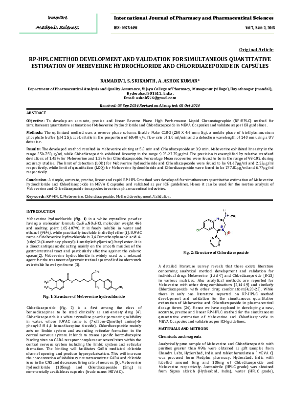 Pdf Rp Hplc Method Development And Validation For Simultaneous Quantitative Estimation Of