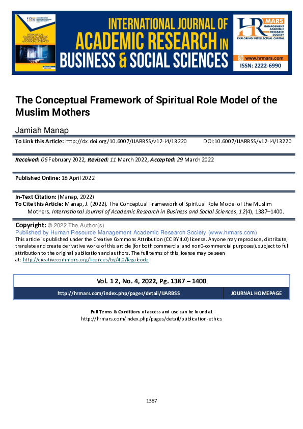 (PDF) The Conceptual Framework of Spiritual Role Model of the Muslim ...
