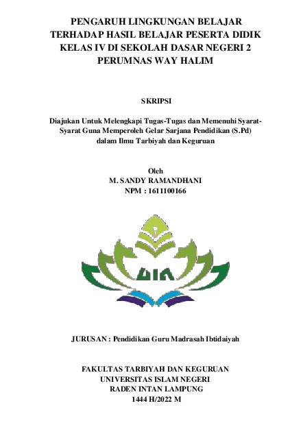 (PDF) PENGARUH LINGKUNGAN BELAJAR TERHADAP HASIL BELAJAR PESERTA DIDIK ...