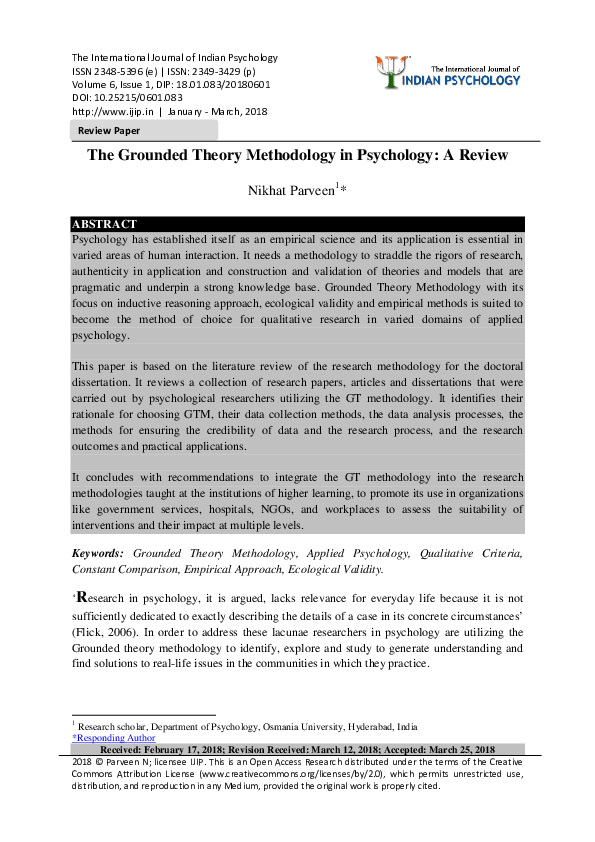 (PDF) The Grounded Theory Methodology in Psychology: A Review