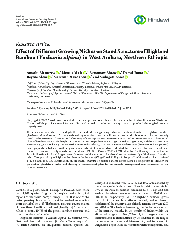 (PDF) Effect of Different Growing Niches on Stand Structure of Highland ...