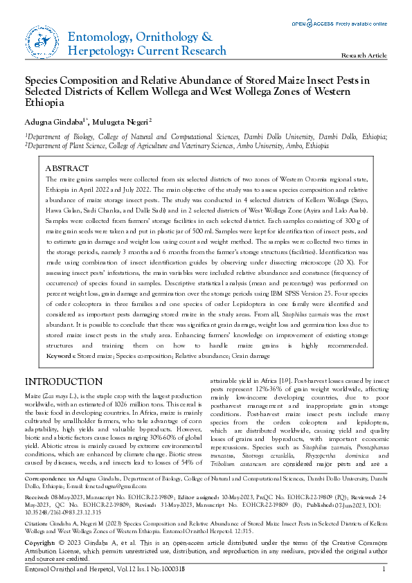 (PDF) Species Composition and Relative Abundance of Stored Maize Insect ...