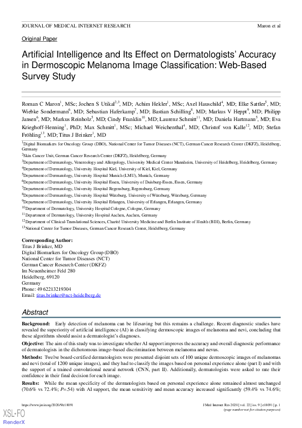 (PDF) Artificial Intelligence and Its Effect on Dermatologists ...