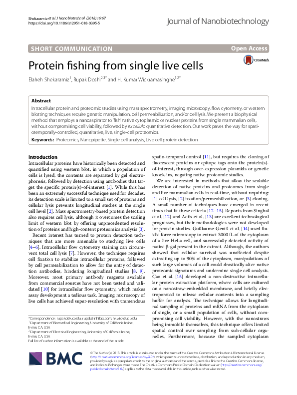 (PDF) Protein fishing from single live cells | Rupak Doshi - Academia.edu