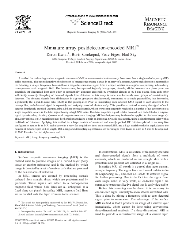 (PDF) Miniature array postdetection-encoded MRI | Boris Sorokopud ...