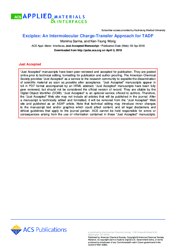 (PDF) Exciplex: An Intermolecular Charge-Transfer Approach for TADF