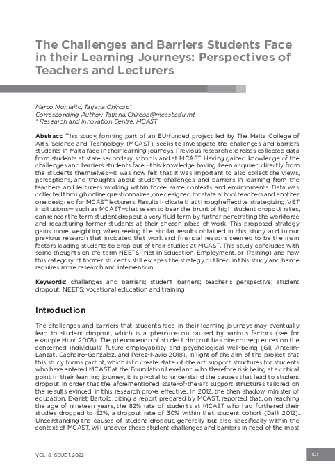 (PDF) The Challenges and Barriers Students Face in their Learning ...