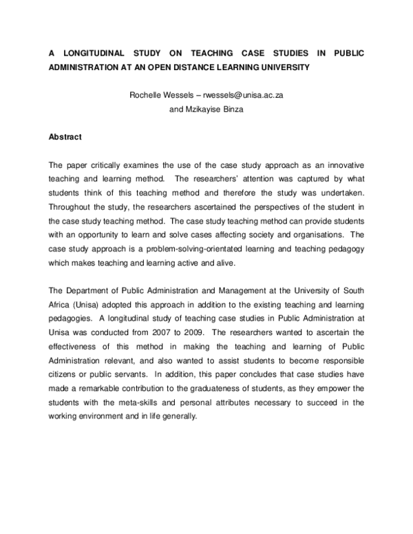 A longitudinal study on teaching case studies in public administration ...