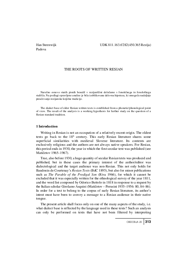 (PDF) The roots of written Resian