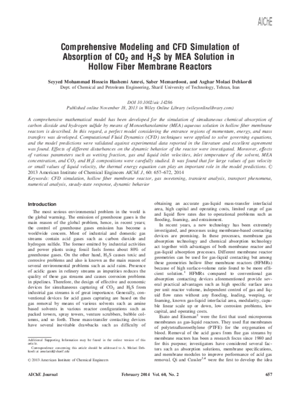 (PDF) Comprehensive modeling and CFD simulation of absorption of CO2 ...