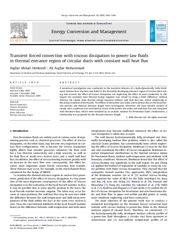 (PDF) Transient forced convection with viscous dissipation to power-law fluids in thermal ...