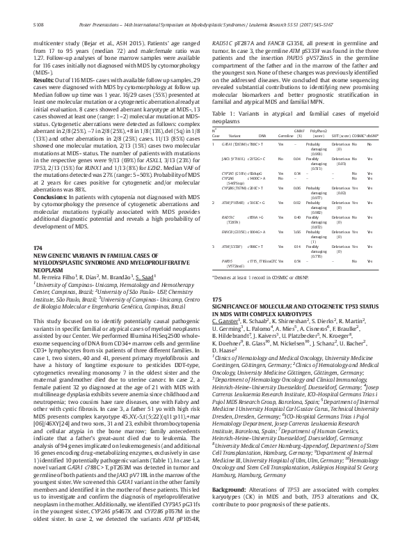 (PDF) Significance of Molecular and Cytogenetic TP53 Status in MDS with ...
