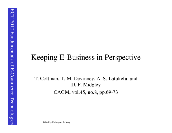 (PDF) Keeping e-business in perspective