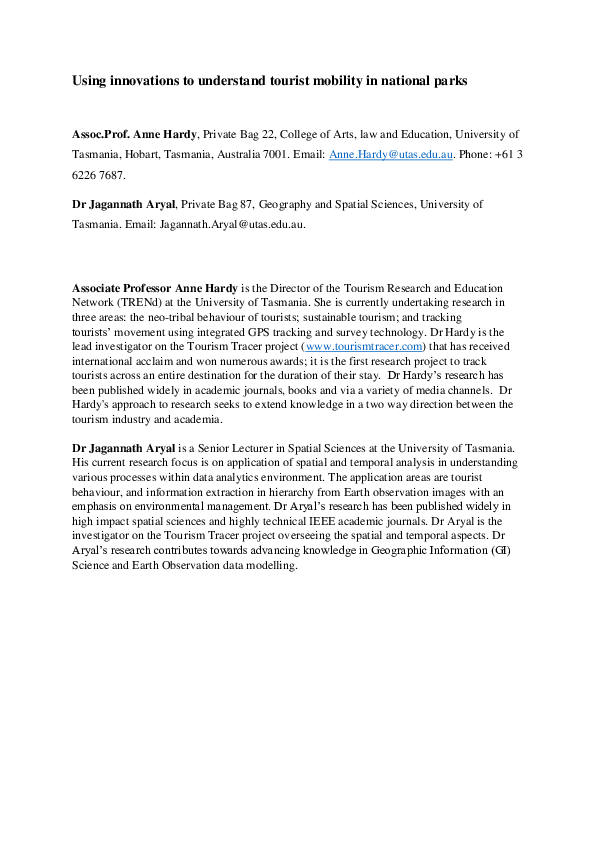 (PDF) Using innovations to understand tourist mobility in national parks